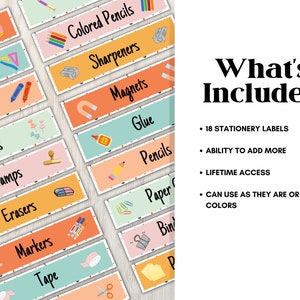 Stationery Labels, Rolling Cart Labels, Trolley Labels, Classroom Decor ...