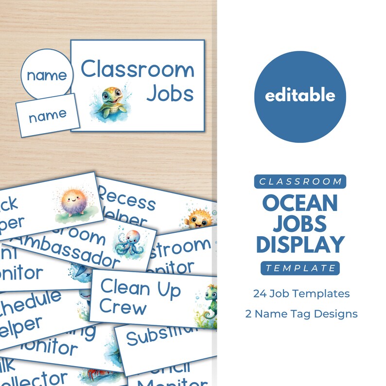 Ocean Themed Classroom Jobs Display, Classroom Duties, Classroom Decor ...