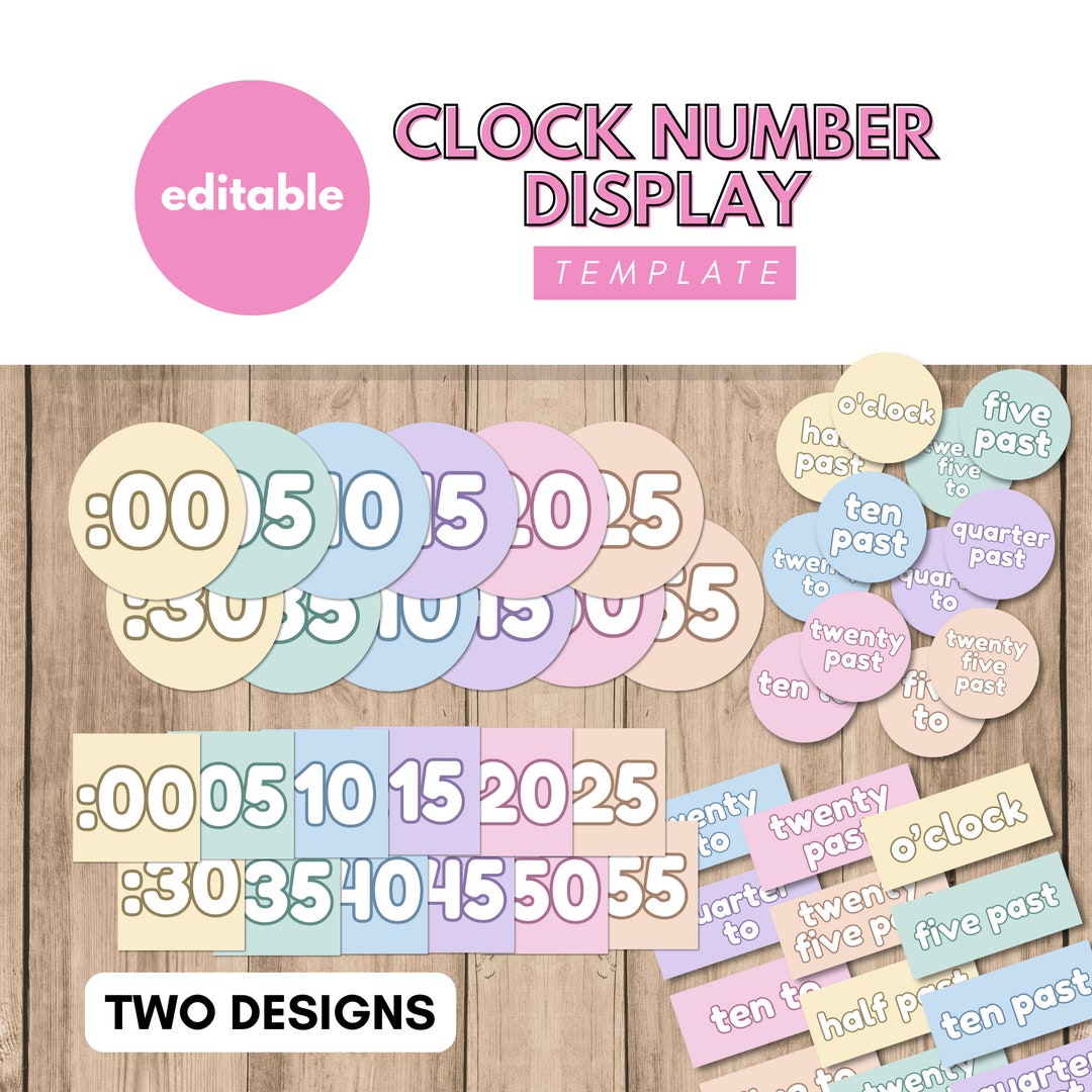 Clock Numbers Display, Pastel, Learn the Time, Teach the Time, Clock ...