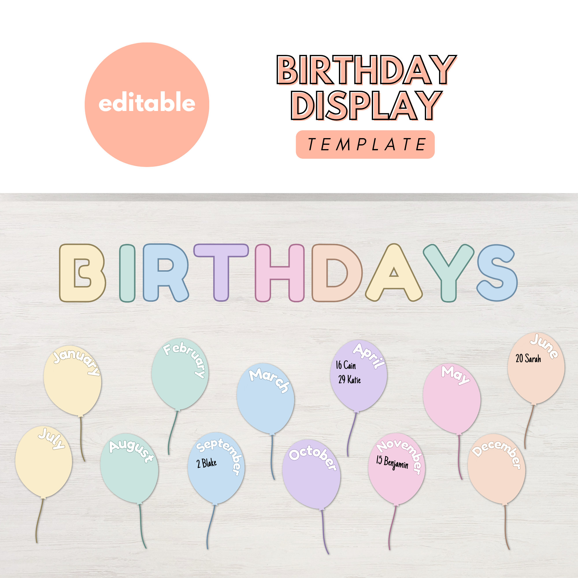 Pastel Classroom Birthday Display, Birthday Board, Classroom Birthdays ...