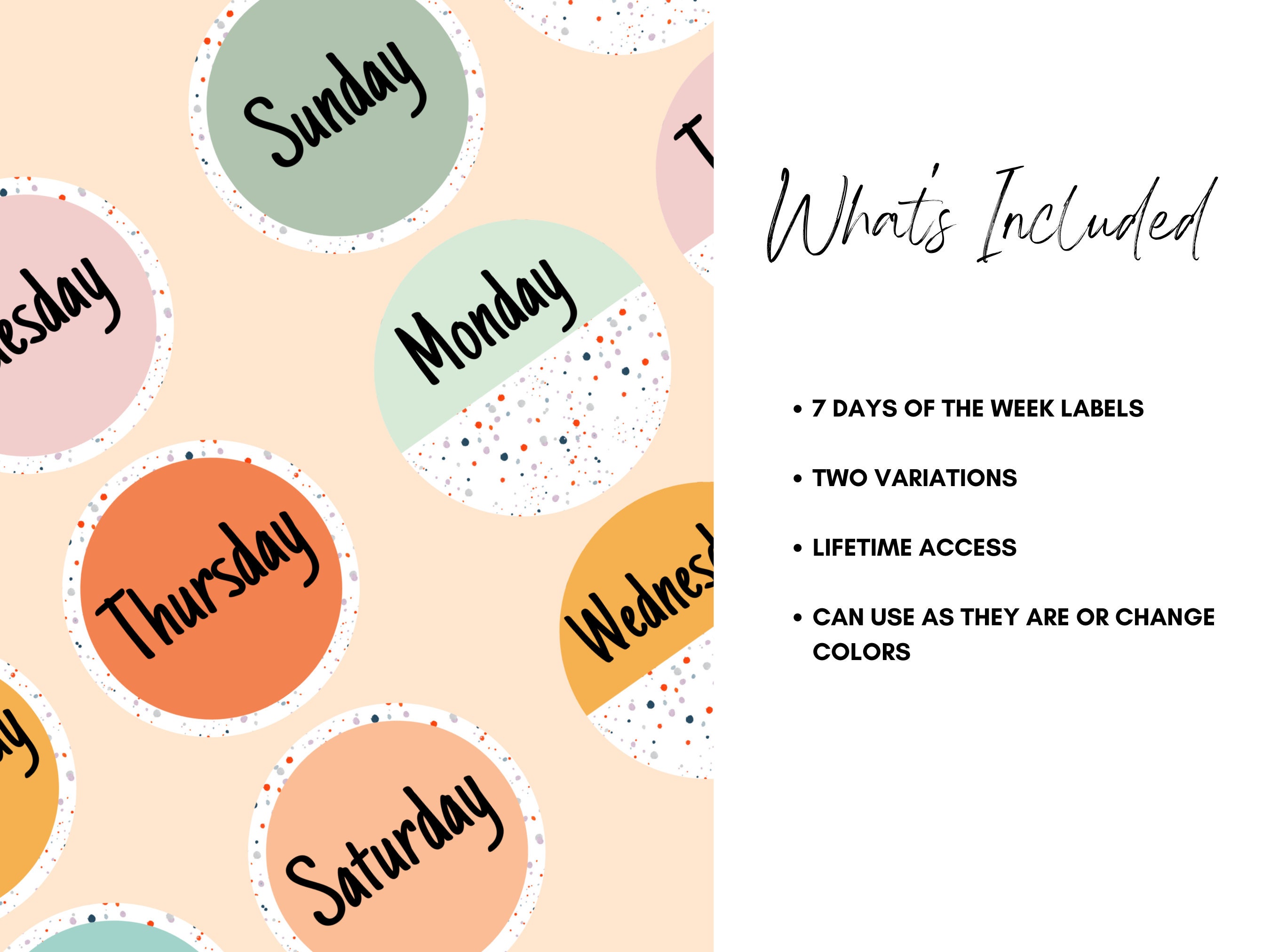 Days of the Week Labels, Classroom Decor, Classroom Display, Spotty ...