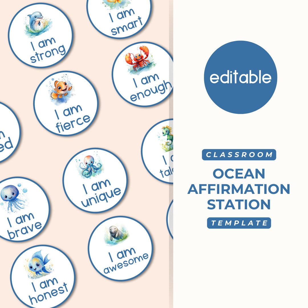 Ocean Themed Affirmation Station, Positive Affirmations, Classroom ...