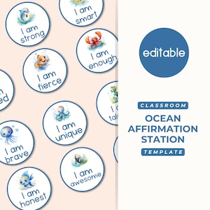 Ocean Themed Affirmation Station, Positive Affirmations, Classroom ...