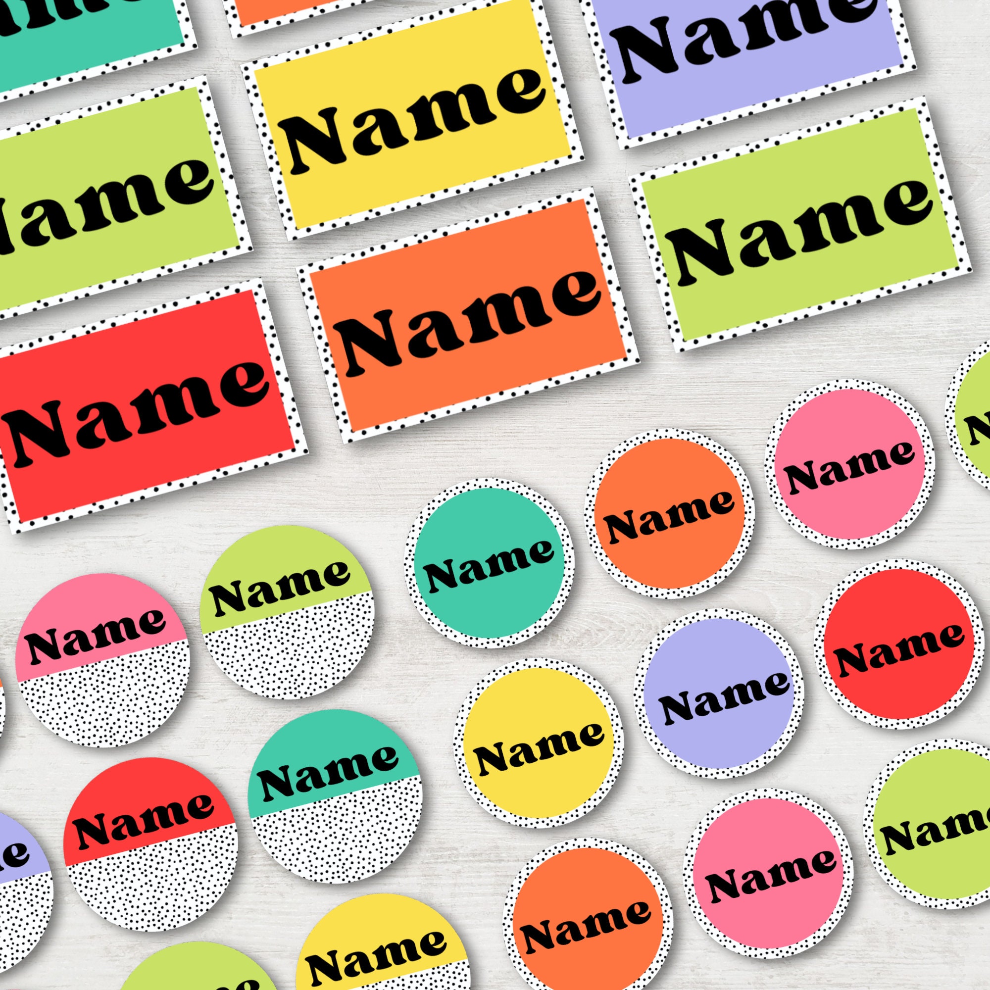 Dots Themed Name Tags, Desk Plates, First Day of School, Classroom ...