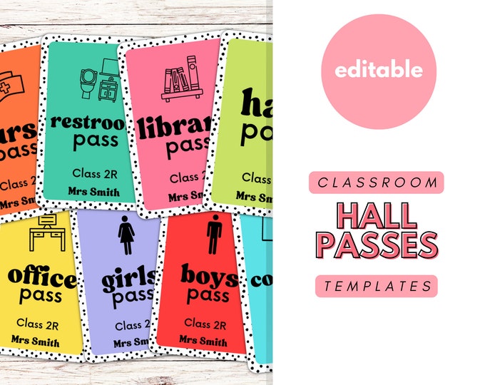 Boho Terrazzo Classroom Hall Passes for Teachers, Set of 5, Digital ...