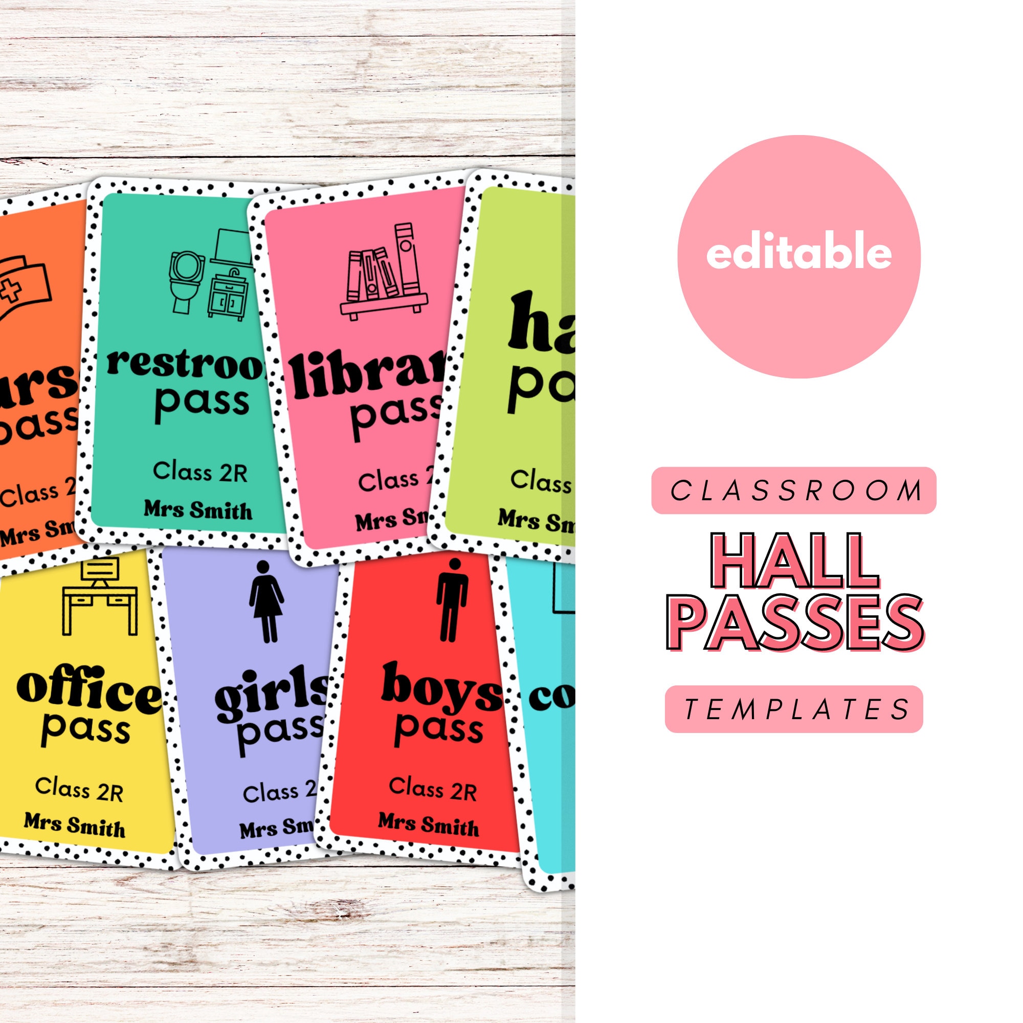 Classroom Hall Pass | Canva Templates, Passes, Bathroom, Restroom ...