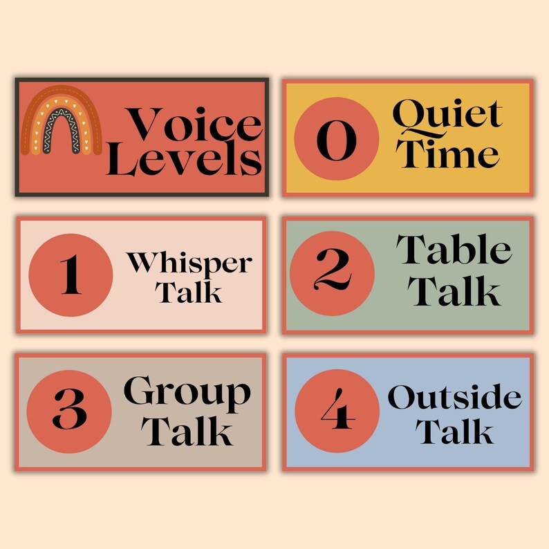 Boho Rainbow Voice Level Template, Voice Level Poster, Voice Level ...