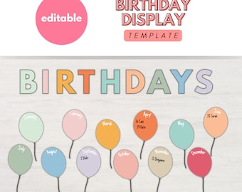 Pastel Classroom Birthday Display, Birthday Board, Classroom Birthdays ...