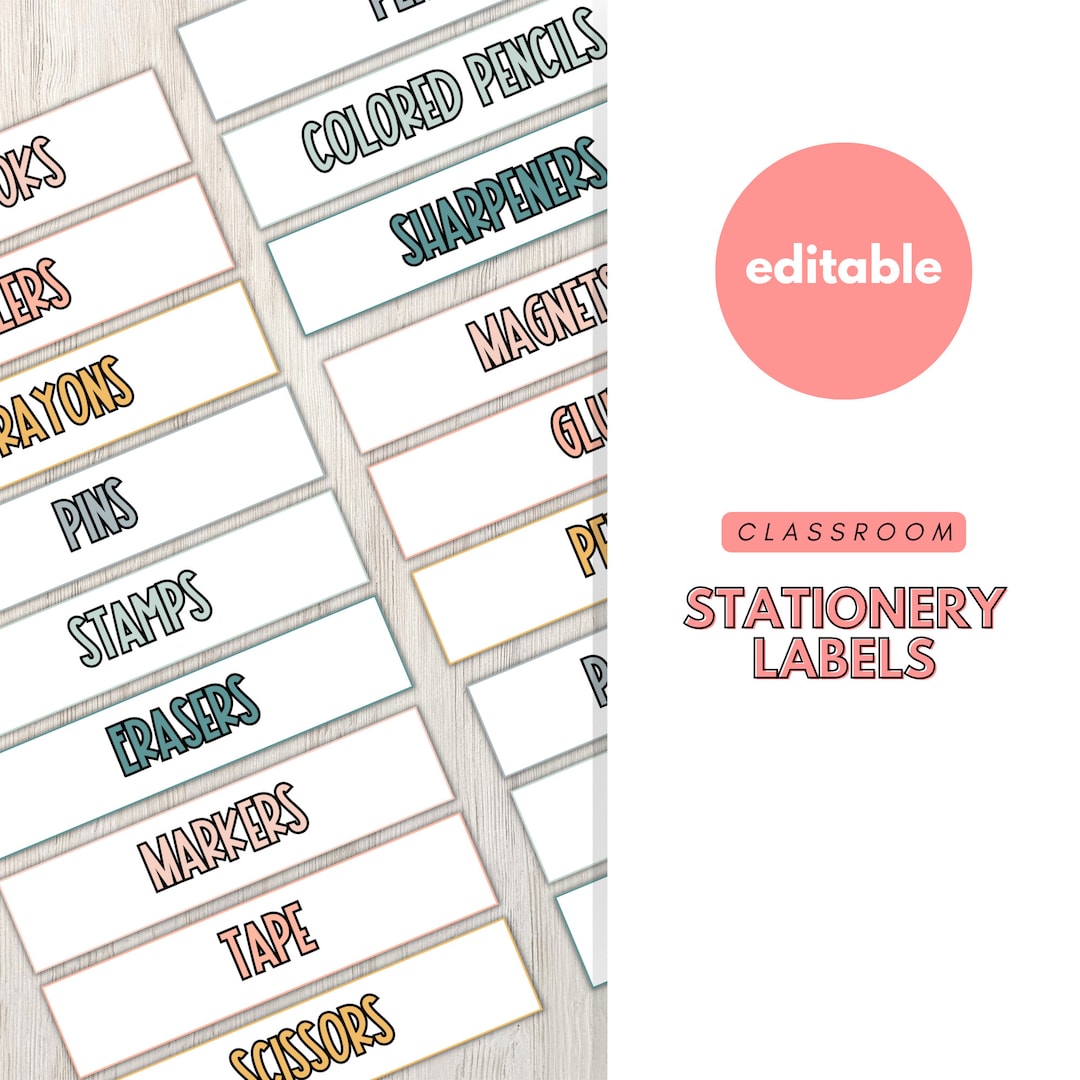 Stationery Labels, Rolling Cart Labels, Trolley Labels, Classroom Decor ...