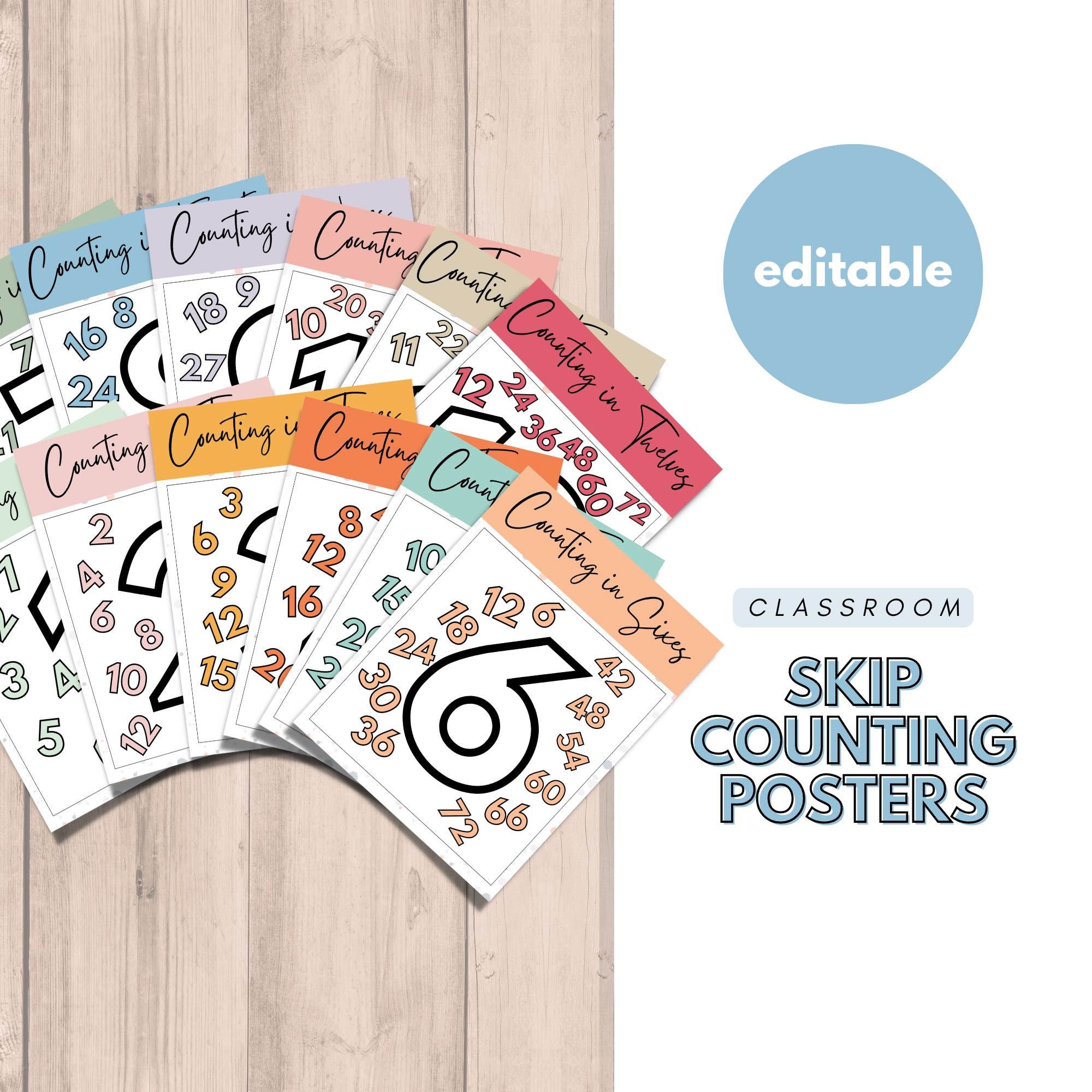 Skip Counting Posters | Math Classroom Decor, Times Tables, Math ...