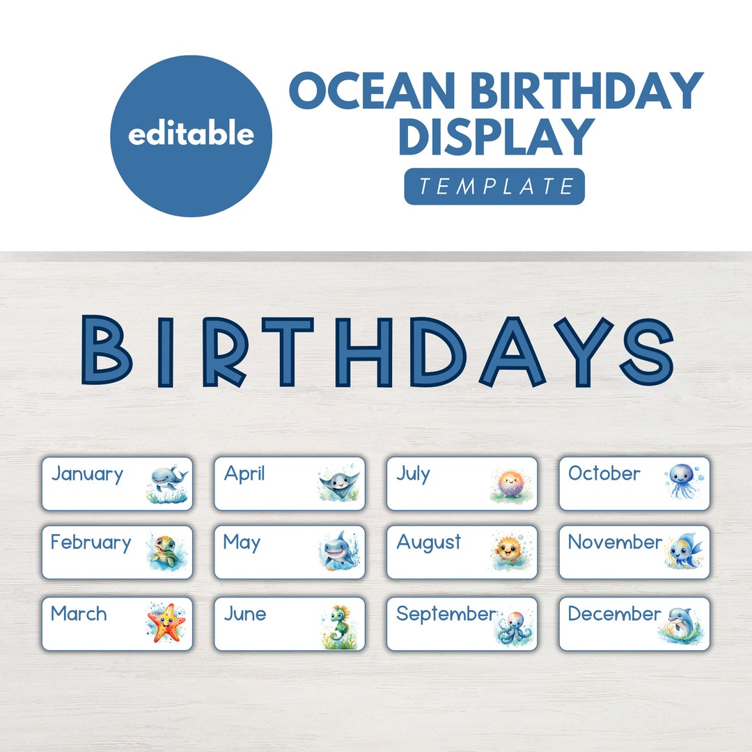 Ocean Classroom Birthday Display, Birthday Board, Classroom Birthdays ...