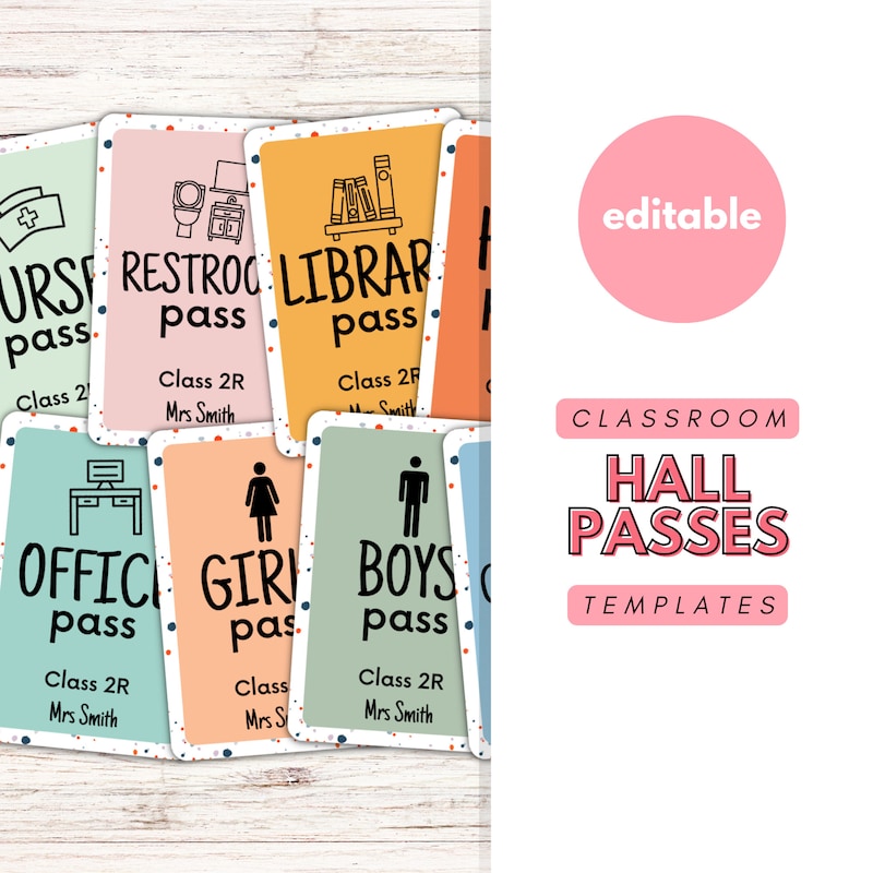 Bathroom Pass Template - Etsy