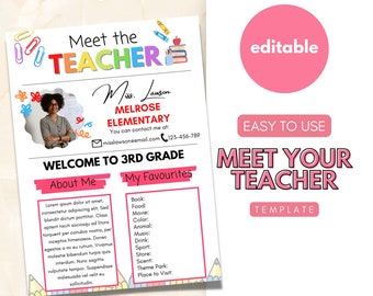 Meet the Teacher Teacher Template Back to School Flyer - Etsy
