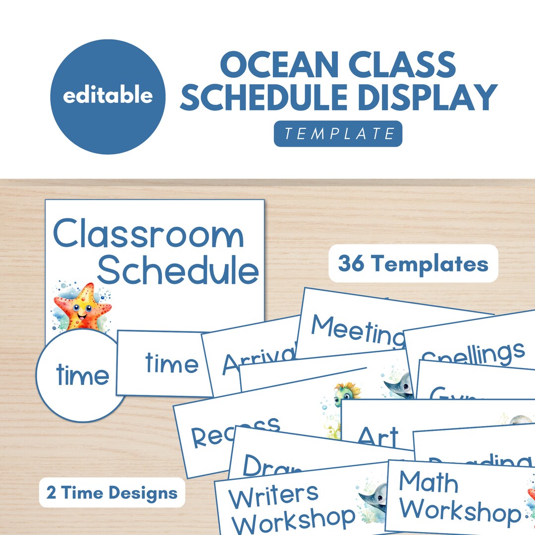 Ocean Themed Class Schedule Display, Pastel Classroom Schedule ...