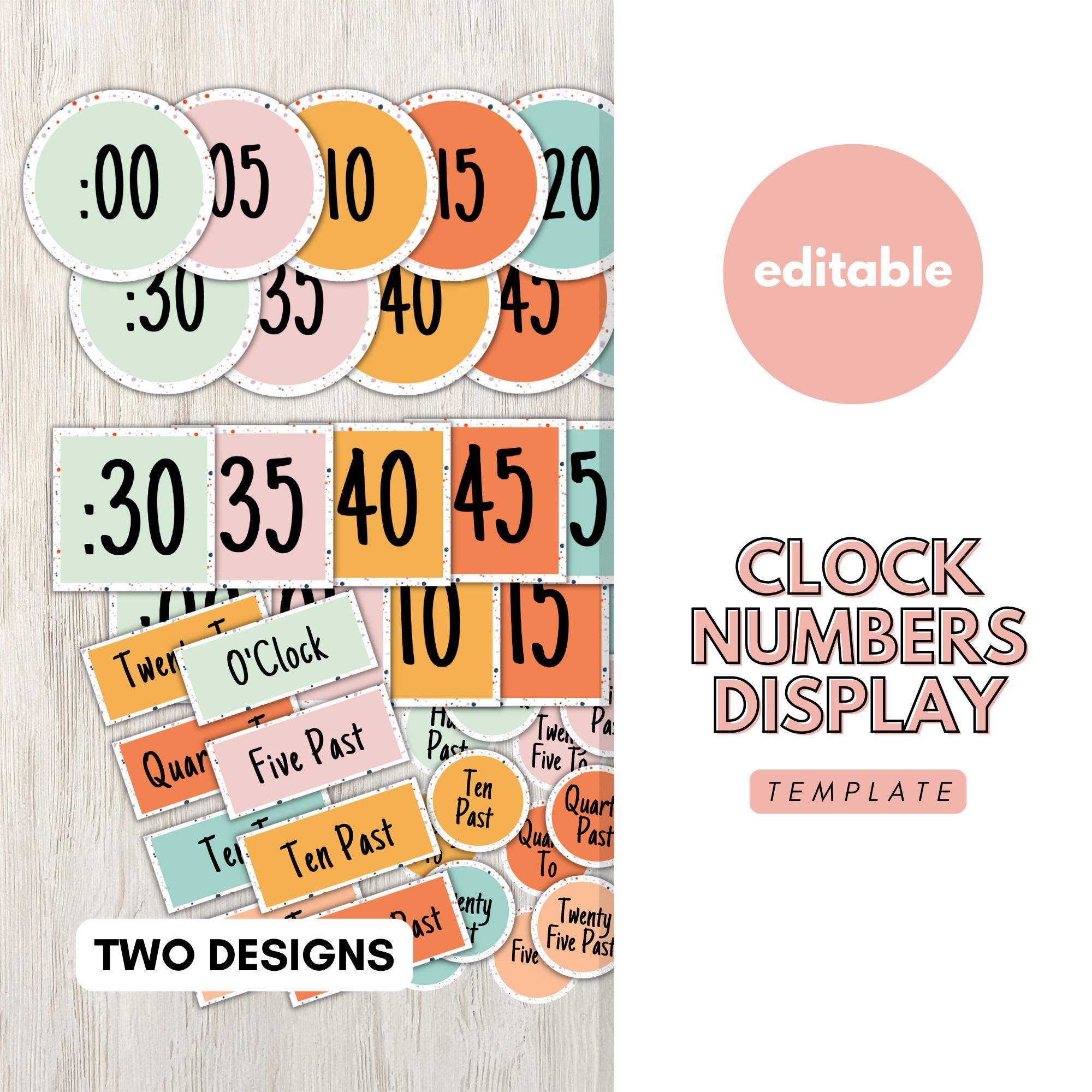 Clock Numbers Display | Learn the Time, Teach the Time, Clock Number ...