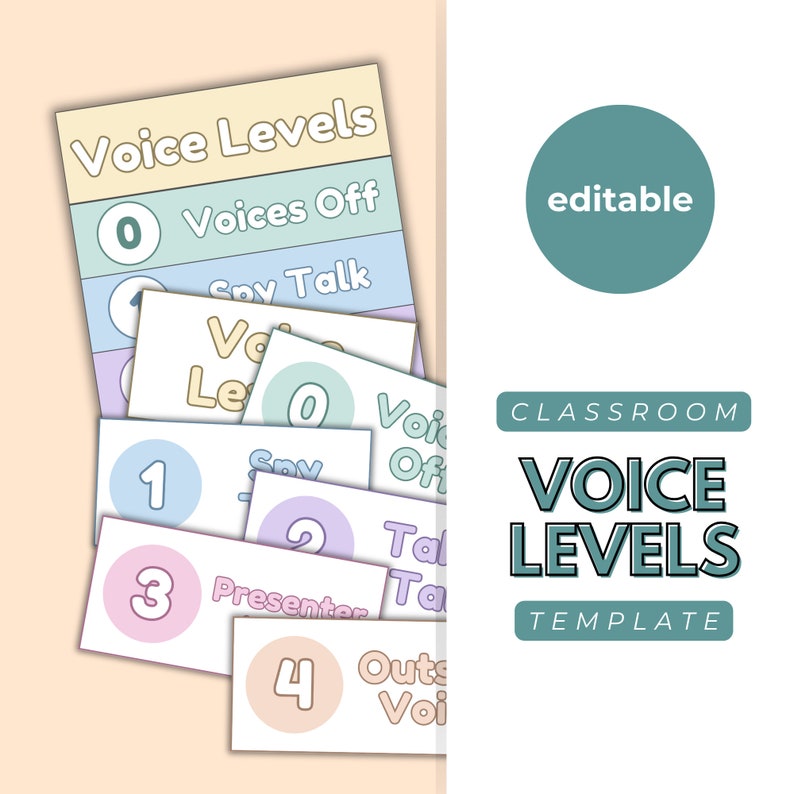Pastel Voice Level Poster Template, Voice Level Labels, Voice Level ...