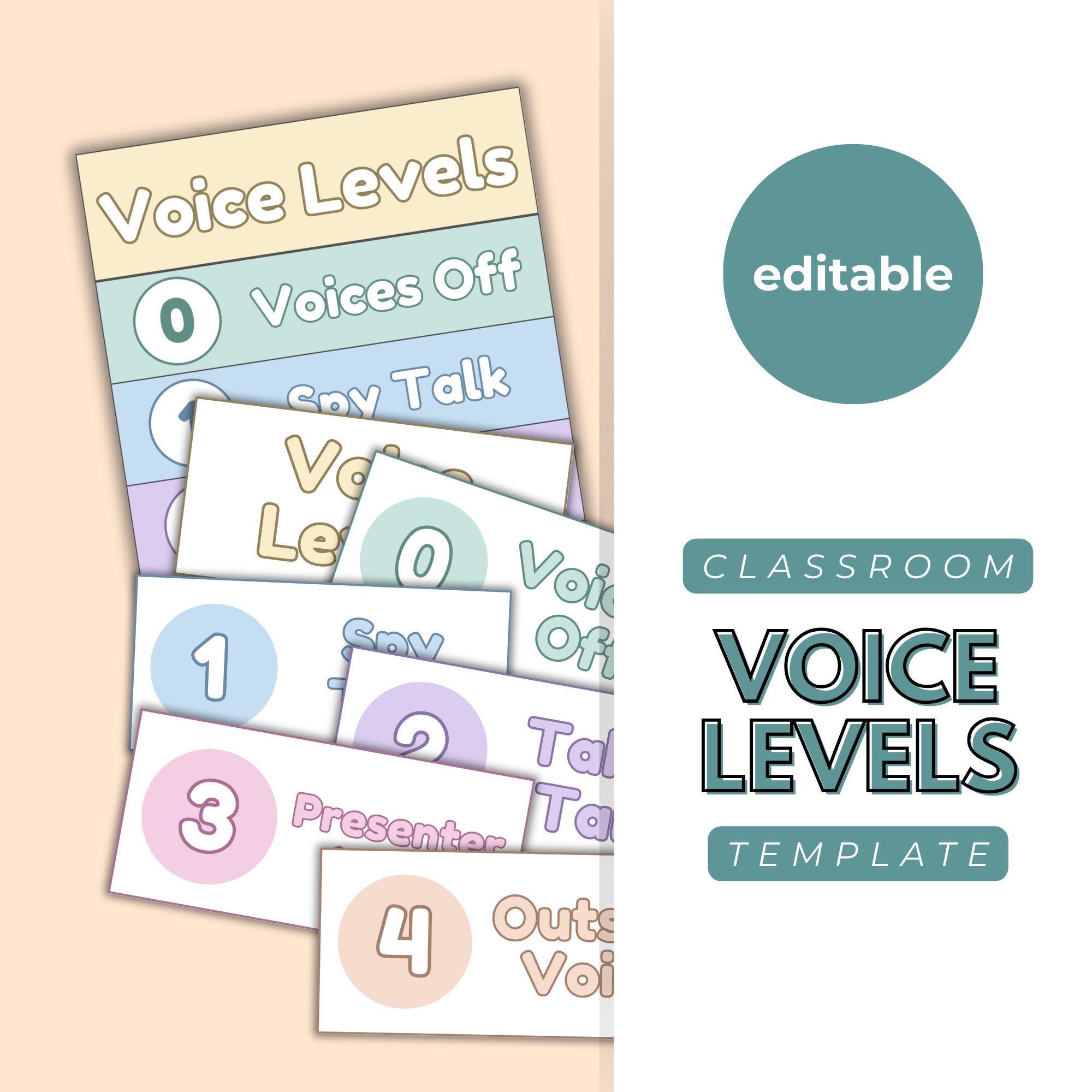 Pastel Voice Level Poster Template, Voice Level Labels, Voice Level ...