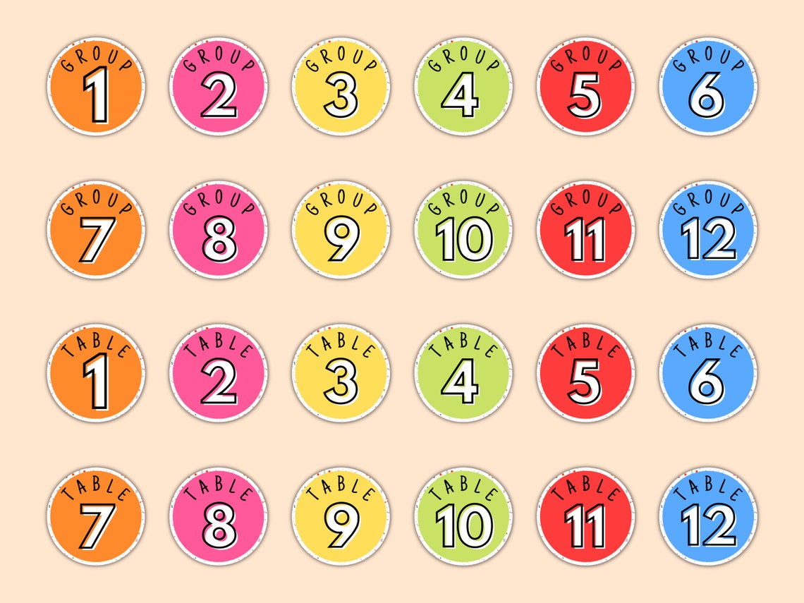 Classroom Table Labels, Group Signs, Table Numbers Pack, Group Number ...