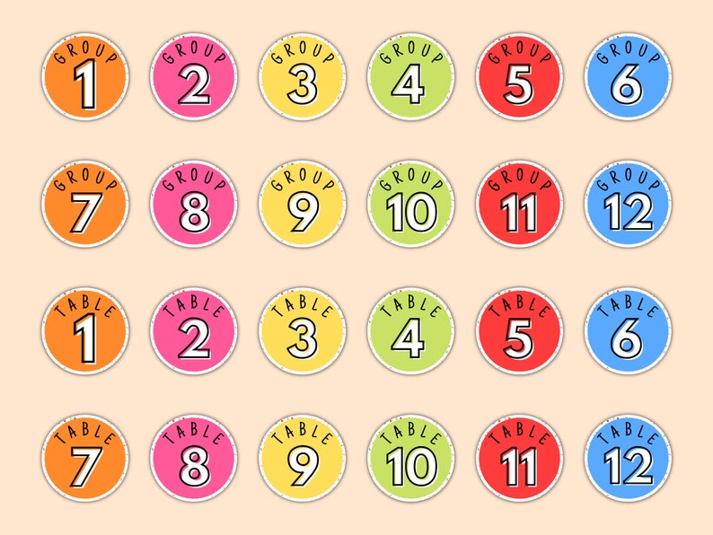 Classroom Table Labels, Group Signs, Table Numbers Pack, Group Number ...