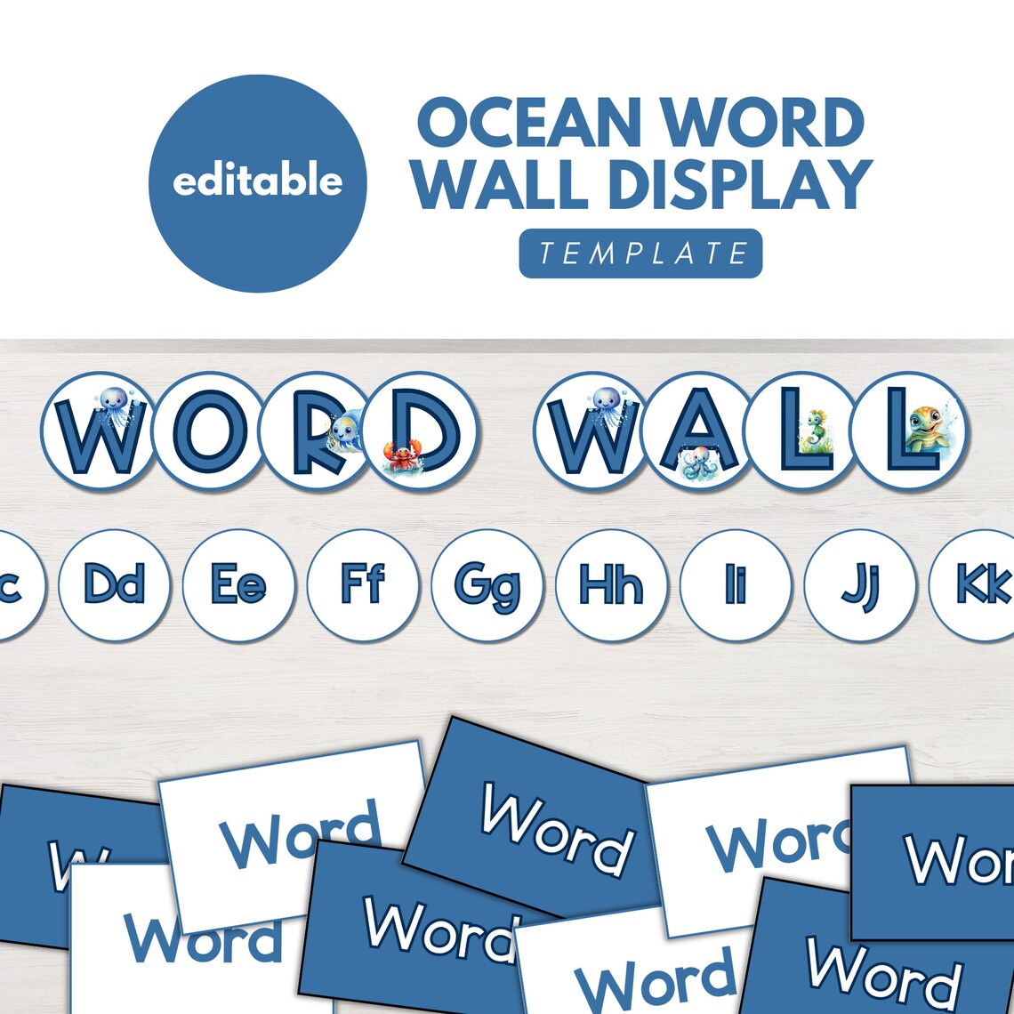 Ocean Themed Word Wall Display, Pastel Classroom Word Display ...