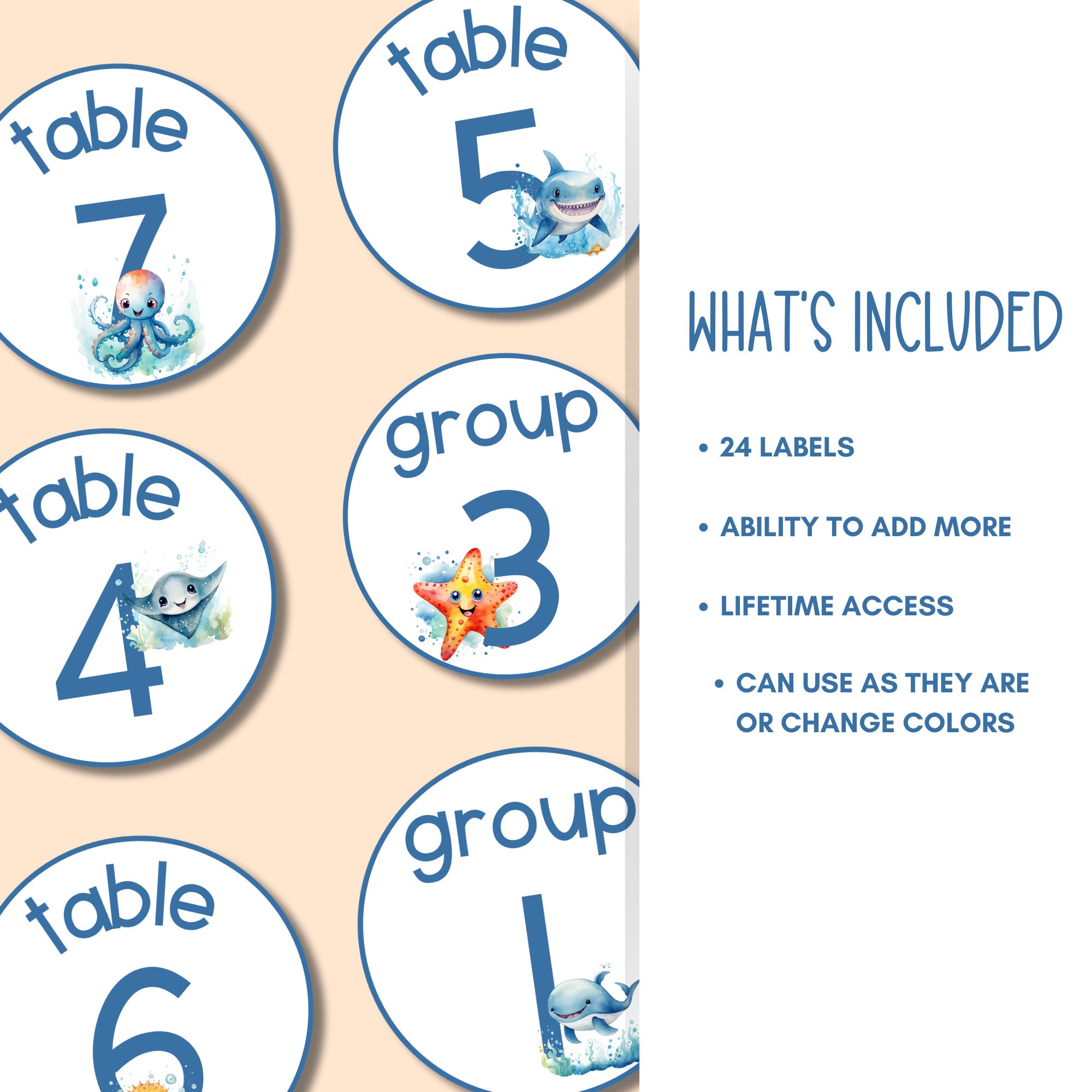 Ocean Themed Classroom Table Labels, Group Signs, Table Numbers Pack ...