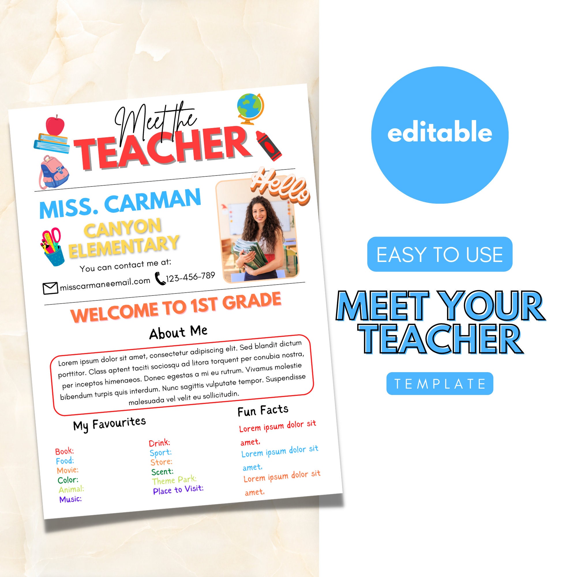 Meet the Teacher Flyer Template, Teacher Newsletter, Back to School - Etsy