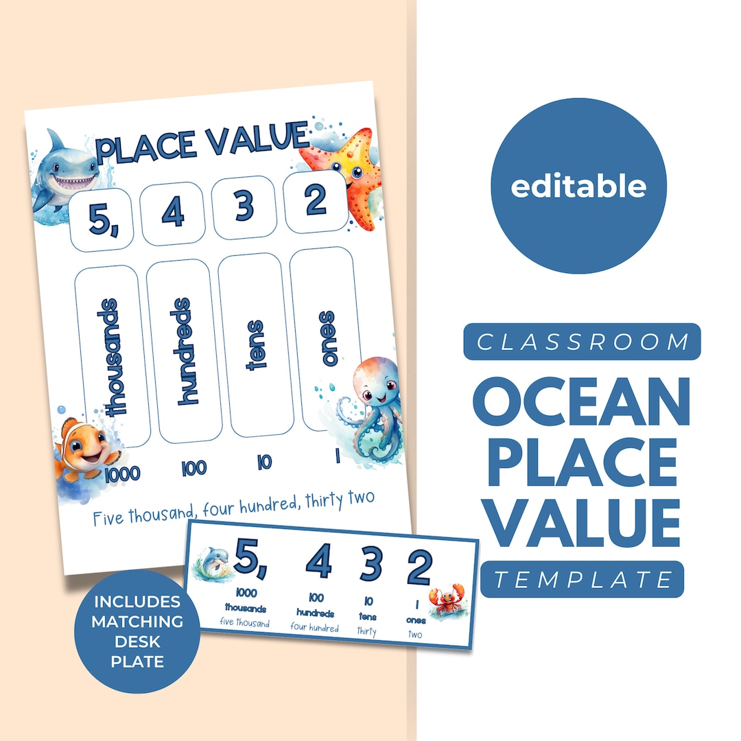 Ocean Themed Place Value Poster, Place Value Chart, Classroom Decor ...
