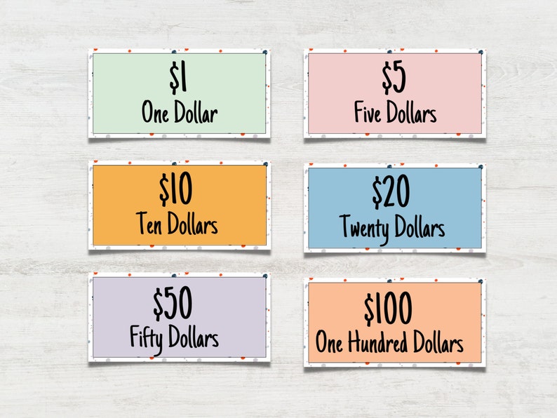 Printable Fake Money for Classroom, Fake Money, Kids Play Money, Paper ...
