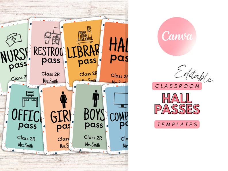 Classroom Hall Pass Canva Templates Passes Bathroom - Etsy UK