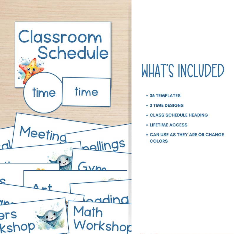 Ocean Themed Class Schedule Display, Pastel Classroom Schedule ...
