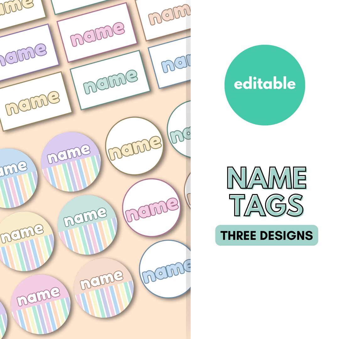 Pastel Name Tags, Desk Plates, First Day of School, Classroom Decor ...