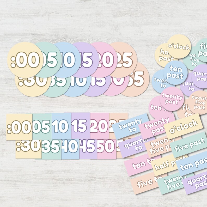 Clock Numbers Display, Pastel, Learn the Time, Teach the Time, Clock ...