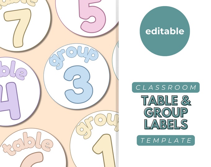 Classroom Table Numbers, Student Group Numbers, Class Team Labels ...