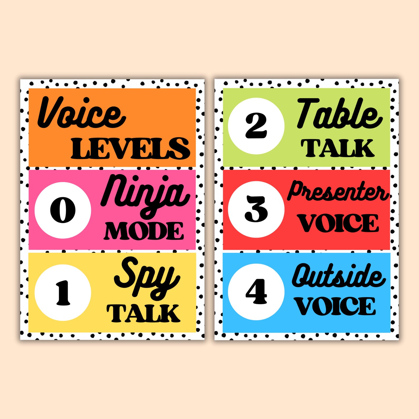 Dots Voice Level Poster Template, Voice Level Labels, Voice Level ...