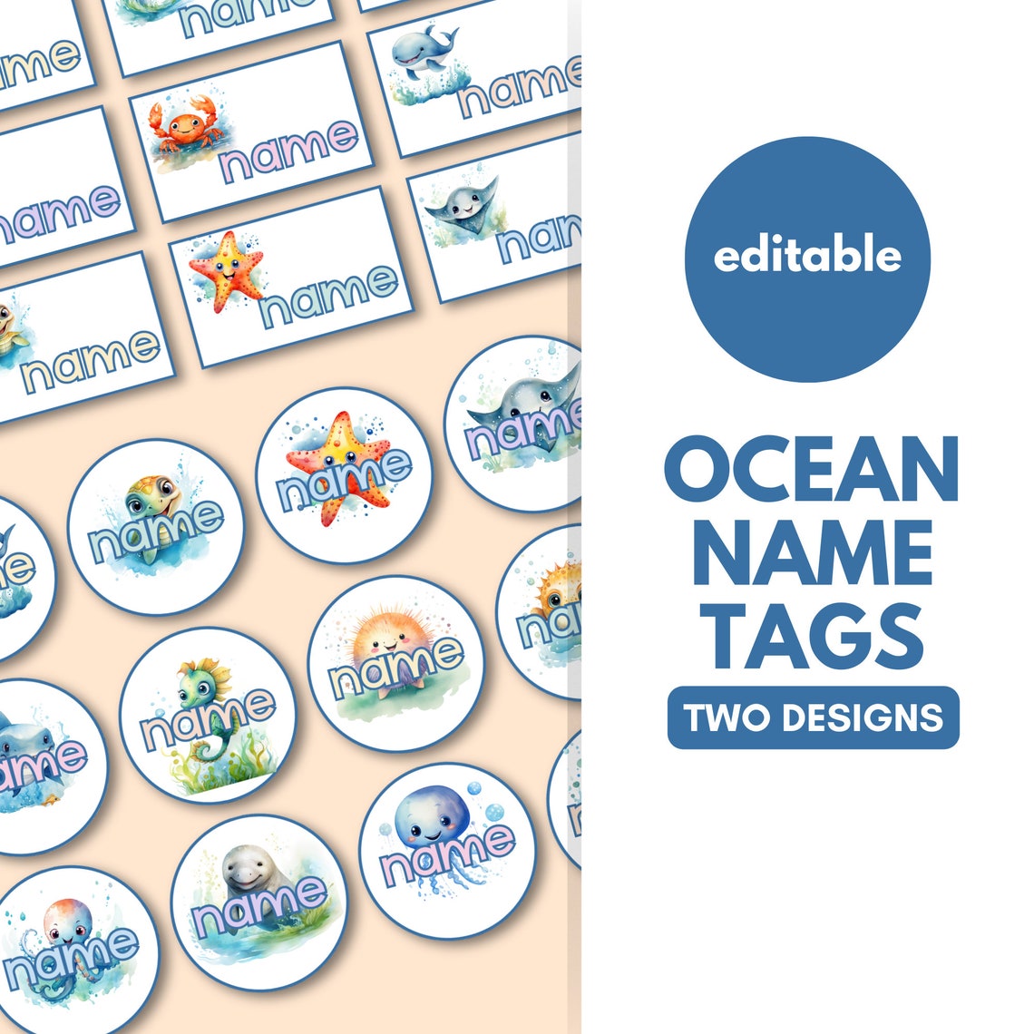 Ocean Themed Name Tags, Desk Plates, First Day of School, Classroom ...