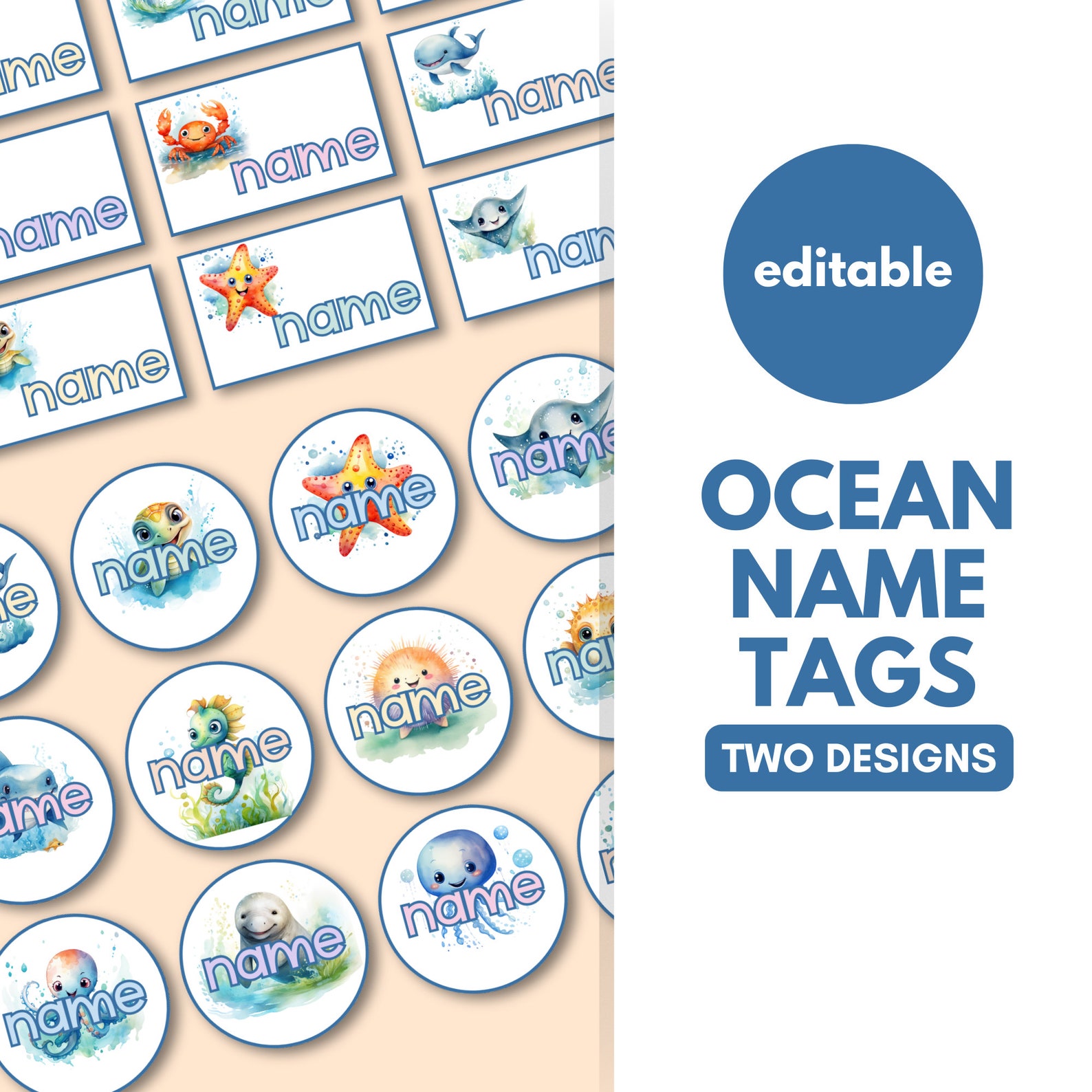 Ocean Themed Name Tags, Desk Plates, First Day of School, Classroom ...