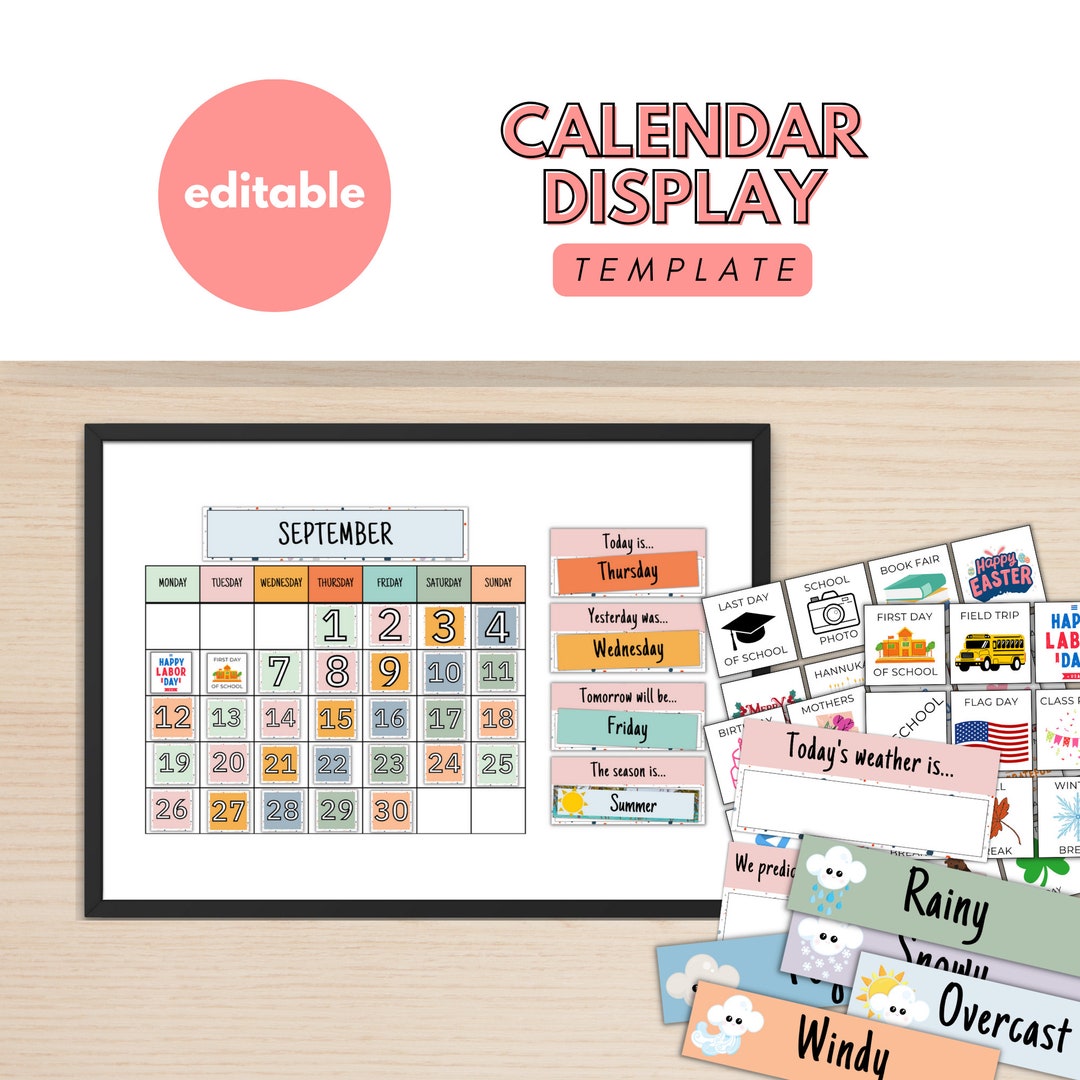 Classroom Calendar Display | Weather Display, Montessori Calendar ...