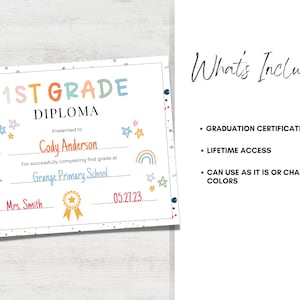 1st Grade Graduation Certificate, First Grade, Graduation Diploma ...