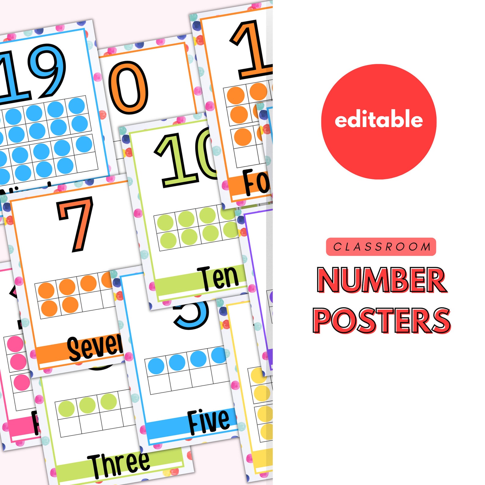 Number Posters, Math Classroom Decor, Math Poster, Classroom Number ...