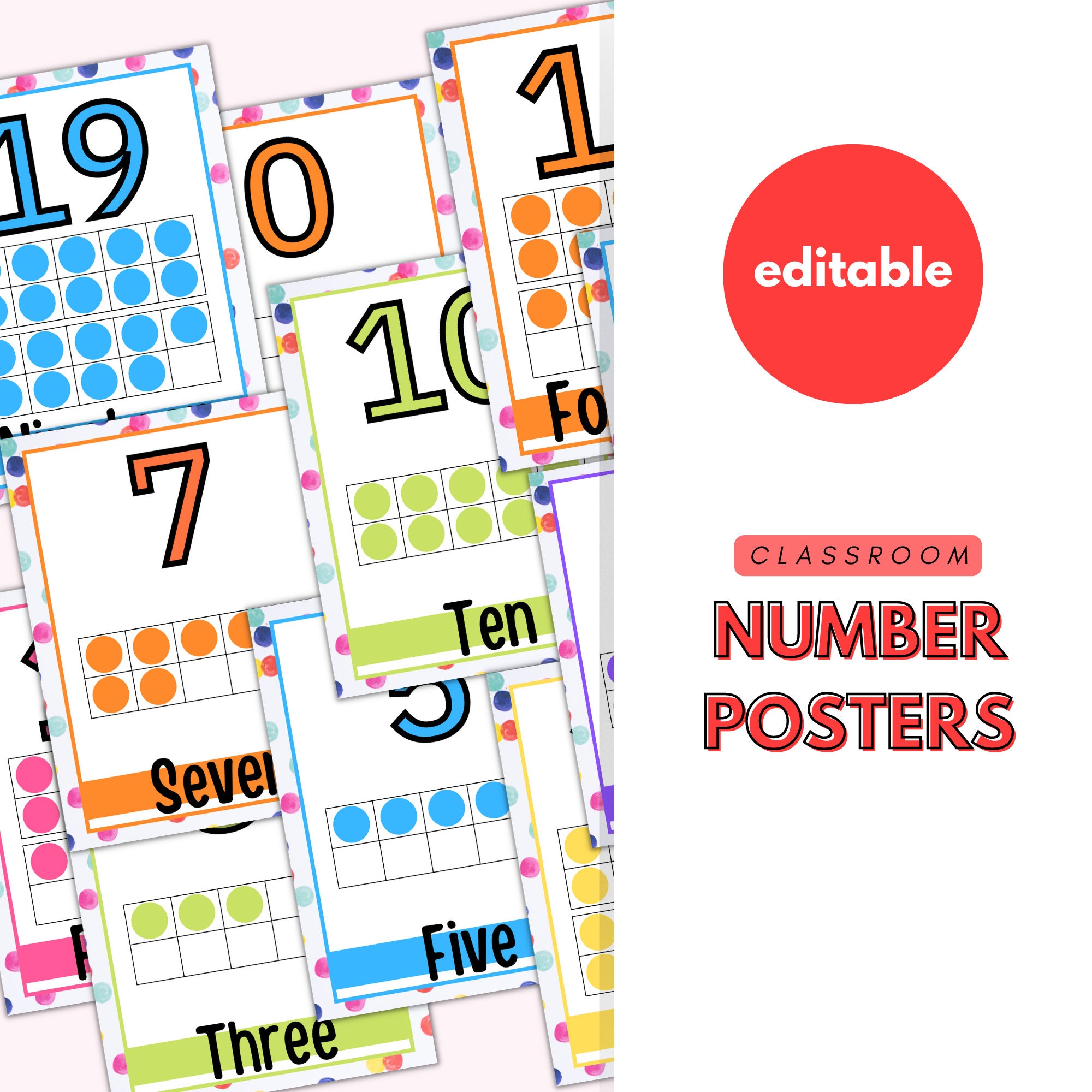 Number Posters, Math Classroom Decor, Math Poster, Classroom Number ...