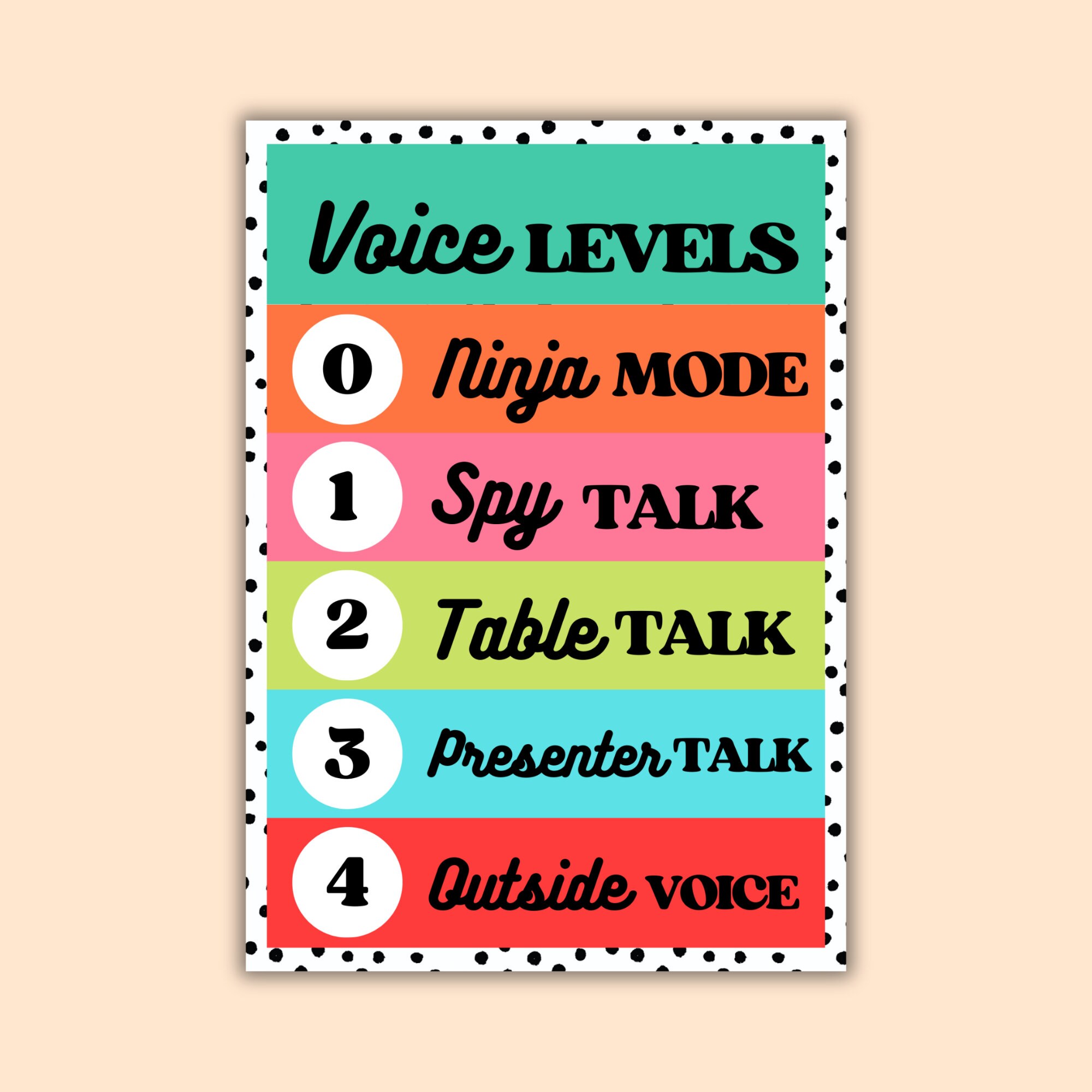 Dots Voice Level Poster Template, Voice Level Labels, Voice Level ...