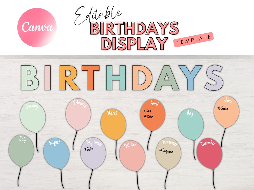 Classroom Birthday Display Birthday Board Classroom - Etsy