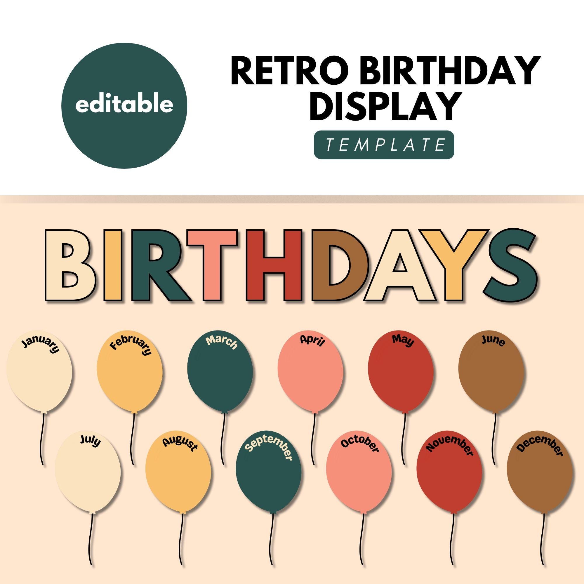 Retro Classroom Birthday Display, Birthday Board, Classroom Birthdays ...