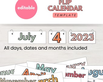 Bright & Bold Flip Calendar, Classroom Calendar, Calendar Display ...