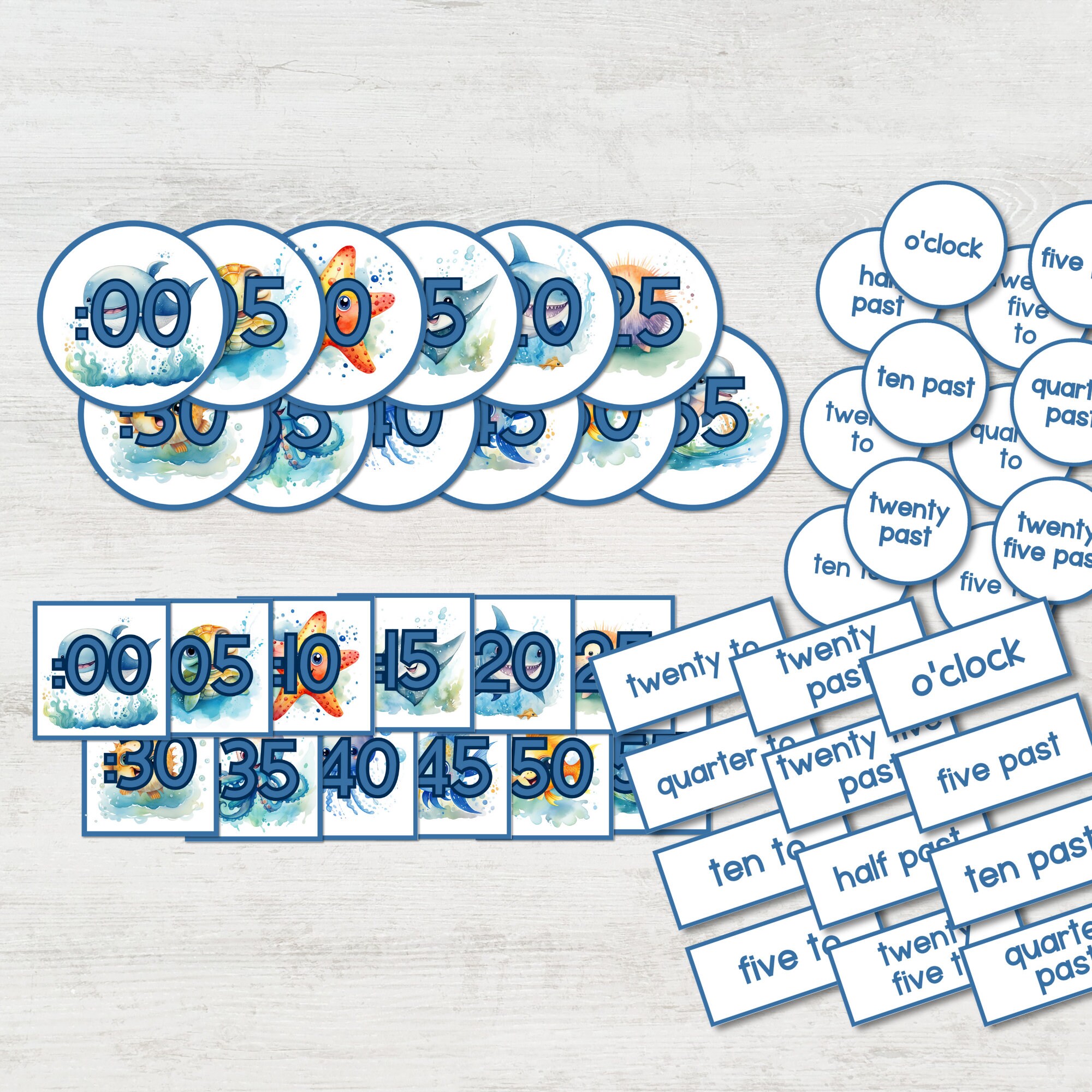 Ocean Themed Clock Numbers Display, Learn the Time, Teach the Time ...