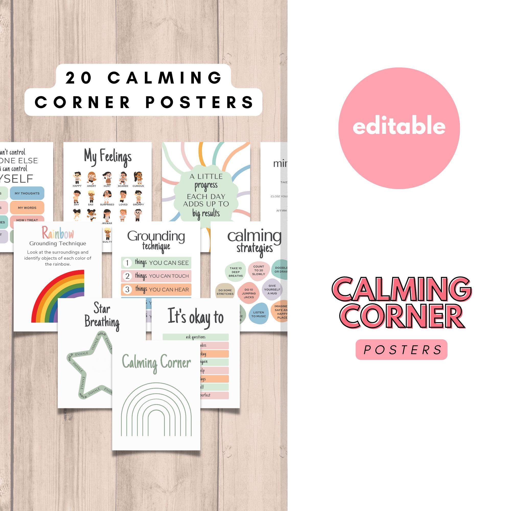 Calming Corner Posters, Classroom Decor, Calm Corner, School ...