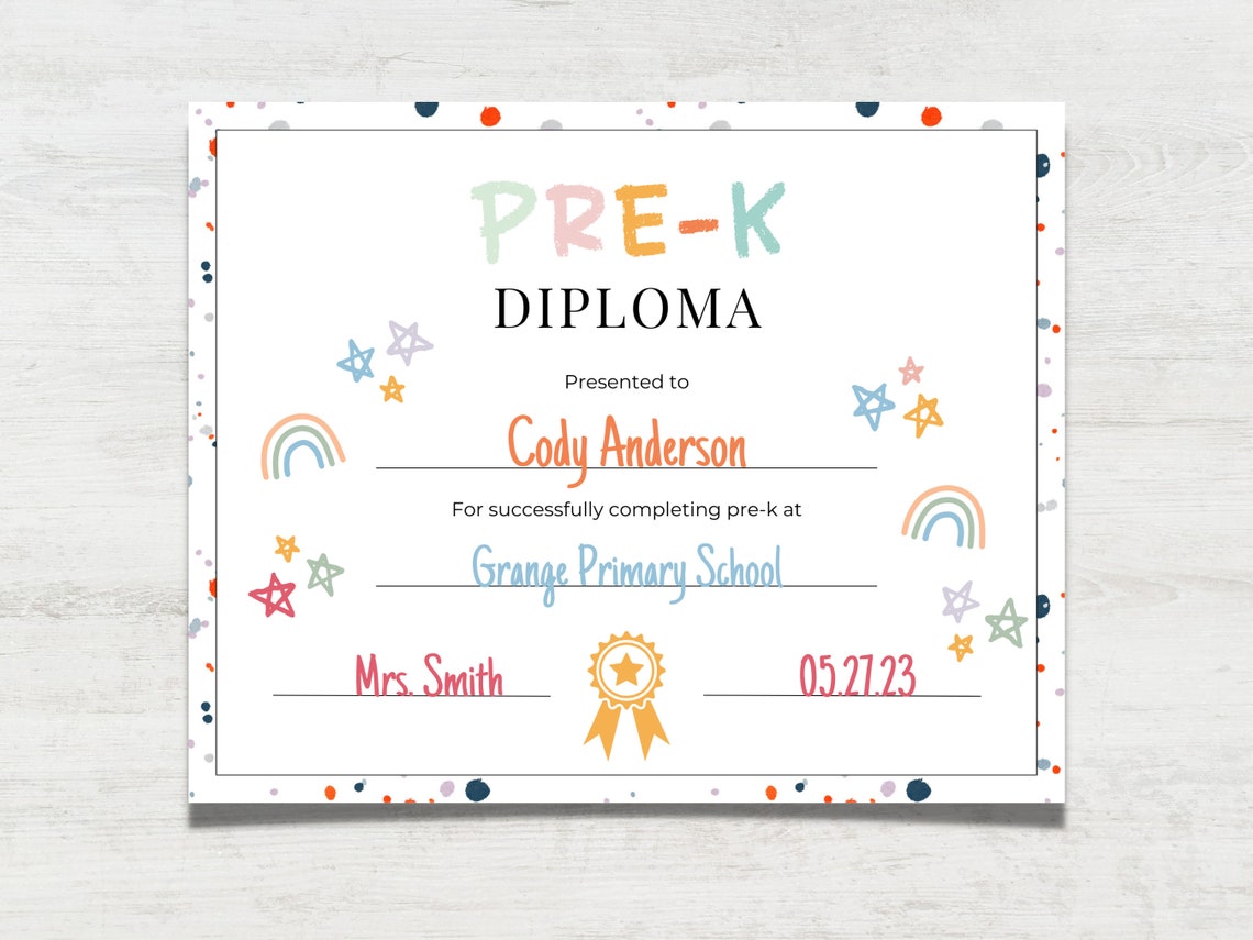 Pre-k Graduation Certificate, Graduation Diploma, Elementary School ...