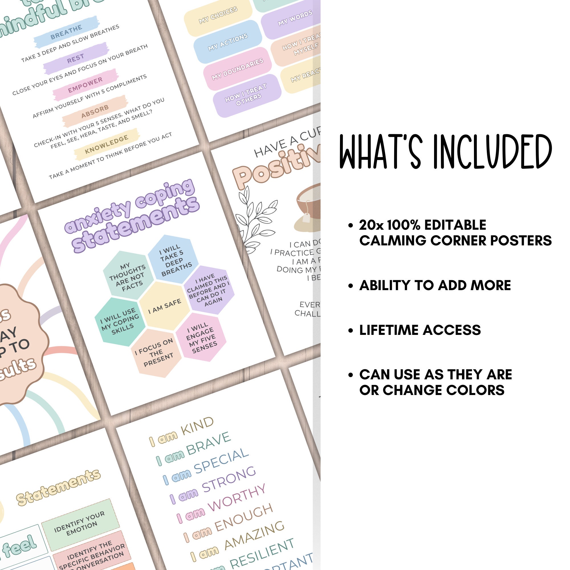 Calming Corner Posters, Classroom Decor, Calm Corner, School ...