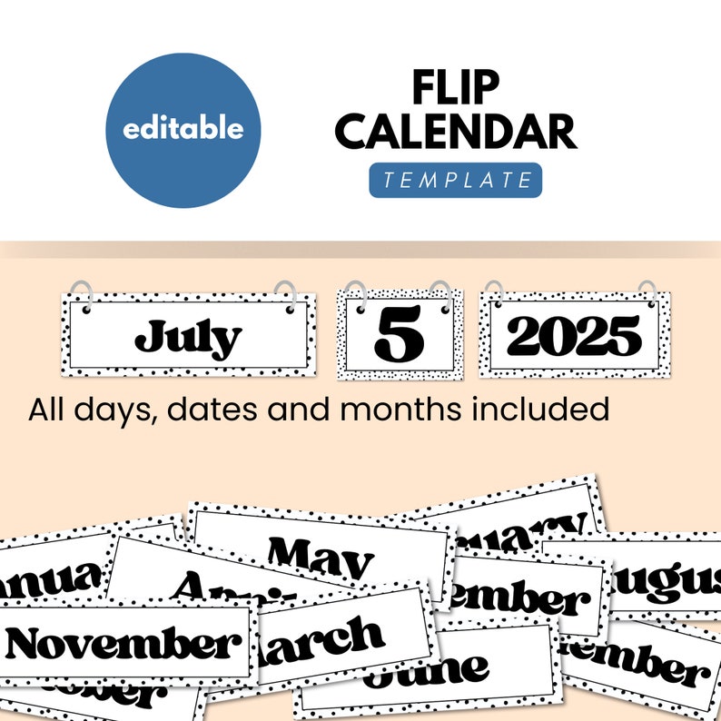 Dots Flip Calendar, Classroom Calendar, Calendar Display, Classroom ...