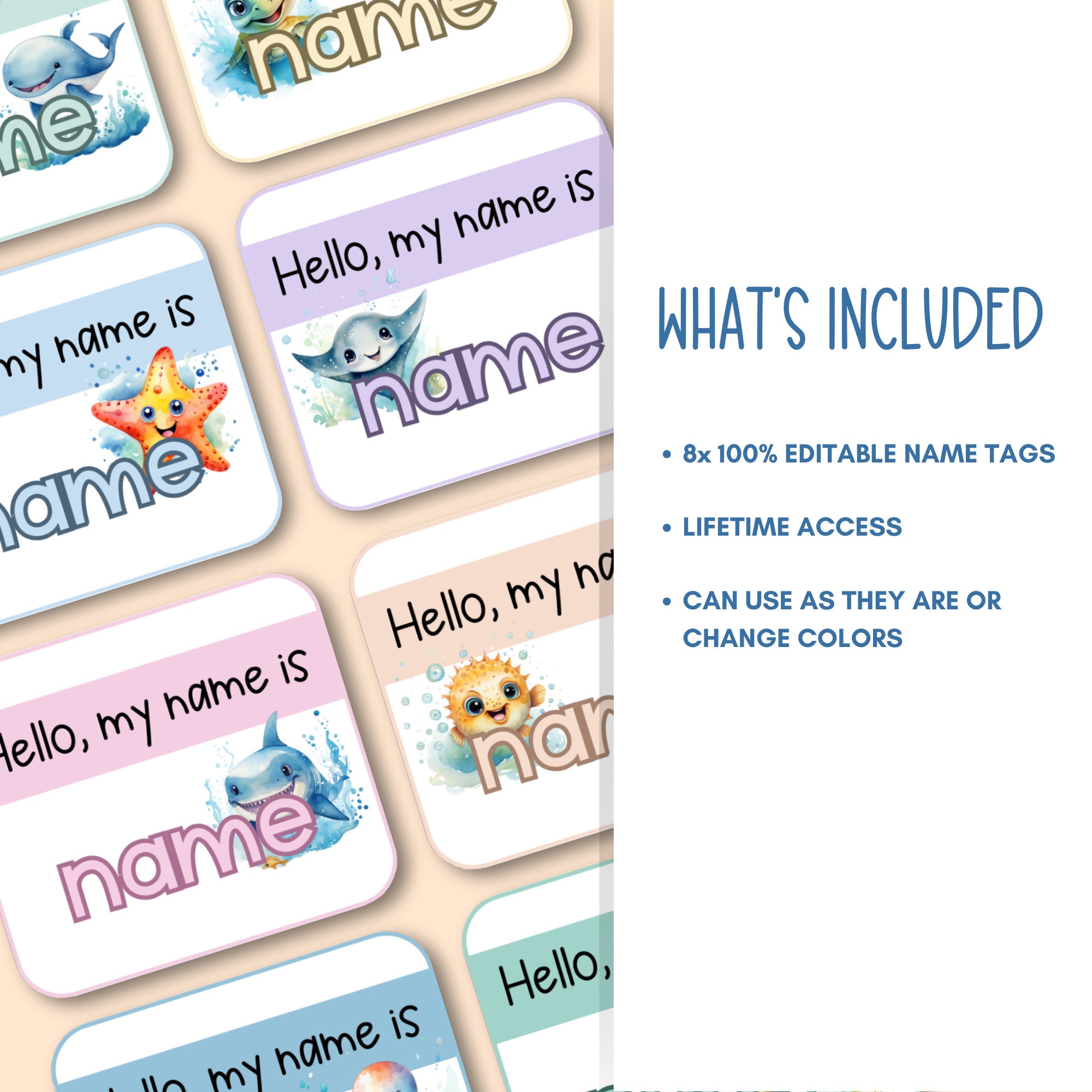 Ocean Themed Name Tags, Desk Plates, First Day of School, Classroom ...